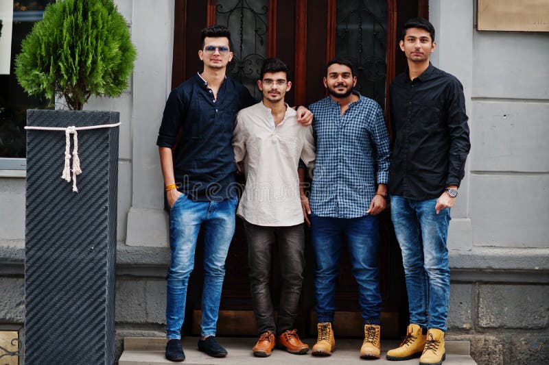 Group of four indian man stock photo. Image of together - 229744224