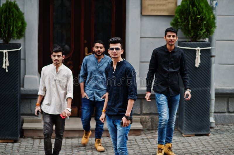 Group of four indian man stock image. Image of india - 229744255