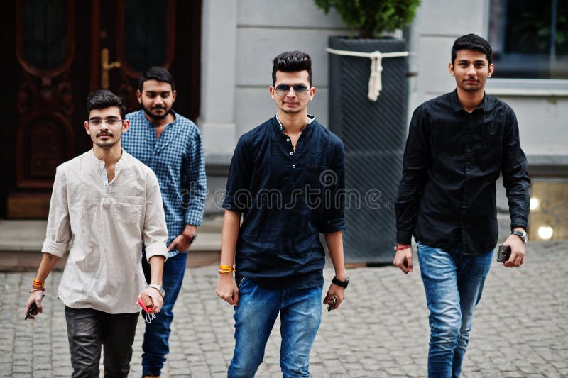 Group of four indian man stock photo. Image of shirt - 229744252