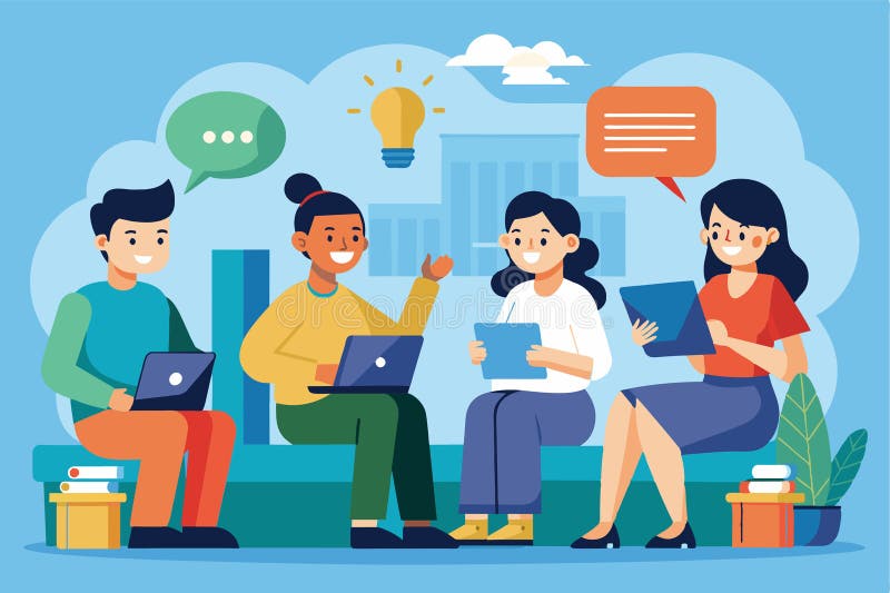 A Group of Four Individuals is Discussing Ideas and Sharing Insights ...