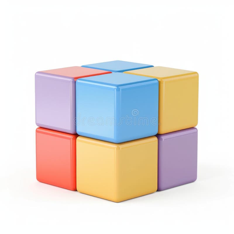 Colorful Cubes Stacked Together: Abstract 3D Render Stock Illustration ...