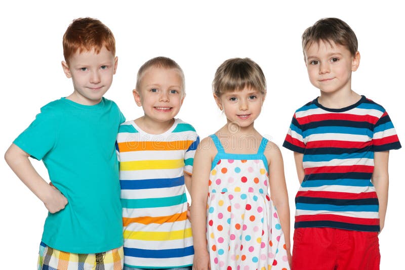 Group of Four Joyful Children Stock Photo - Image of four, friendship ...
