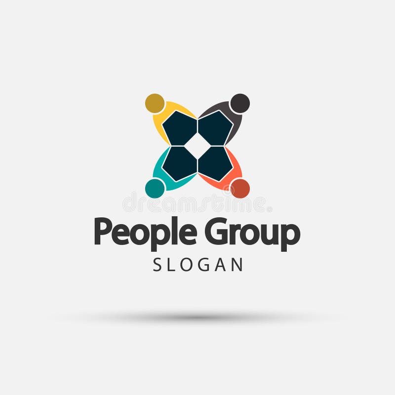 Group Four People Logo Handshake in a Circle,Teamwork Icon,Vector ...
