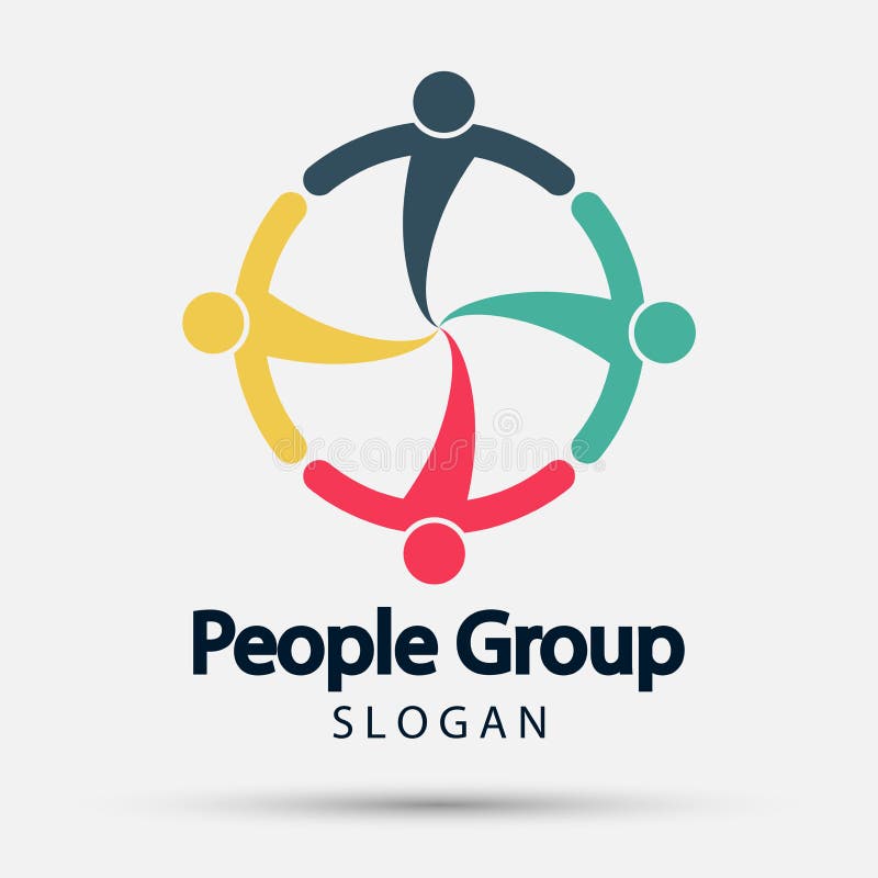 Group Four People Logo Handshake in a Circle,Teamwork Icon.vector ...