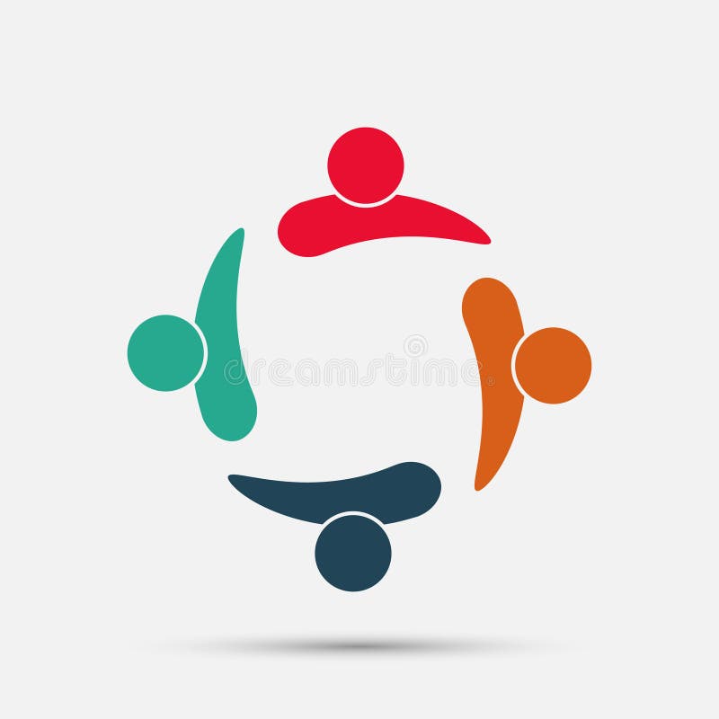 Group Four People Logo Handshake in a Circle,Teamwork Icon.vector ...