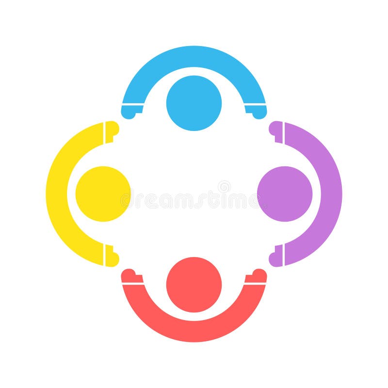 Group Four People Logo Handshake in a Circle,Teamwork Icon.vector ...