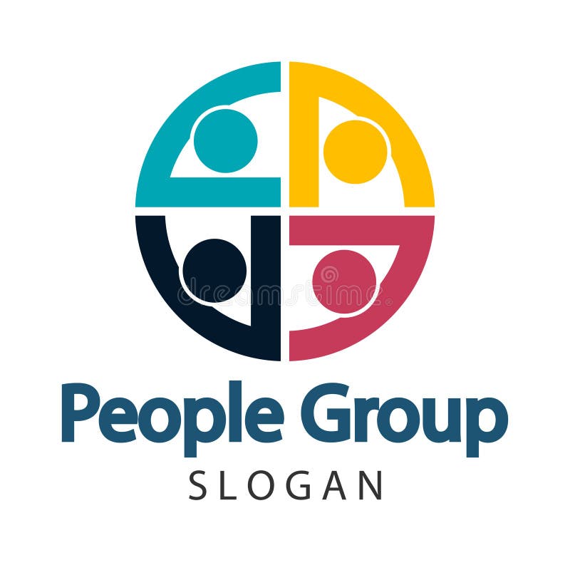 Group Four People Logo Handshake in a Circle,Teamwork Icon.vector ...