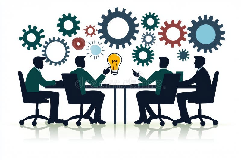 A Group of Four People is Working at a Table To Develop Ideas and ...