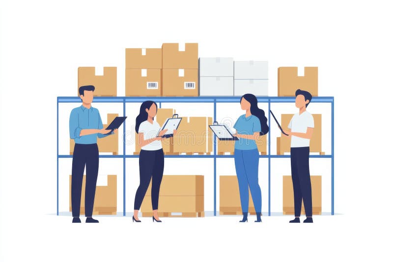 Warehouse Team Collaborating on Inventory Management and Organization ...