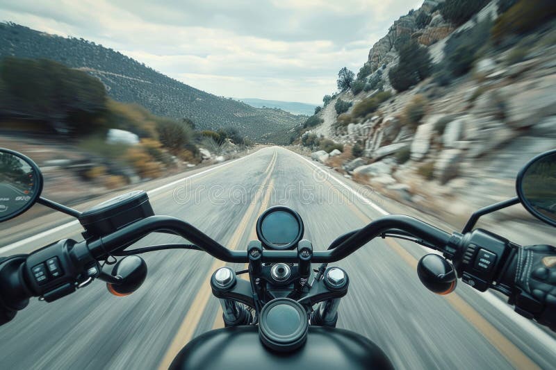 Group of Four Roaring Harley-Davidson Motorcycles Ridden by Bikers ...