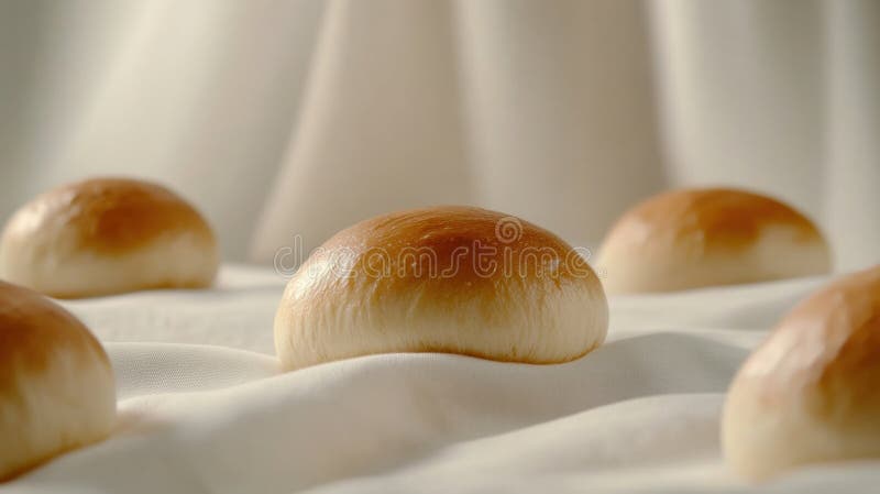 A Group of Four Rolls are Sitting on a White Cloth, AI Stock Photo ...