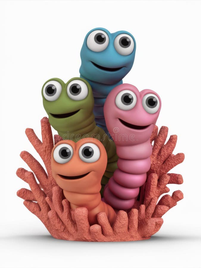 A Group of Four Small Creatures are Sitting on a Coral, AI Stock Image ...