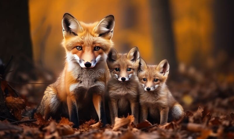 Group of Foxes in Forest stock image. Image of closely - 308685917