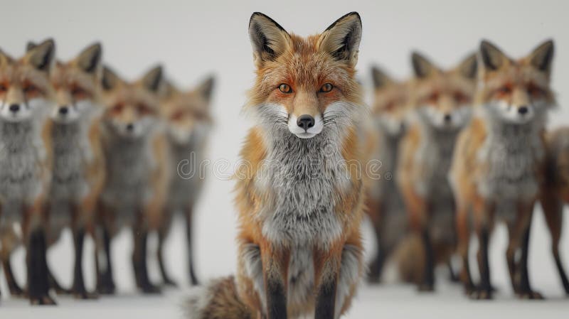 A Group of Foxes in a Row stock illustration. Illustration of line ...