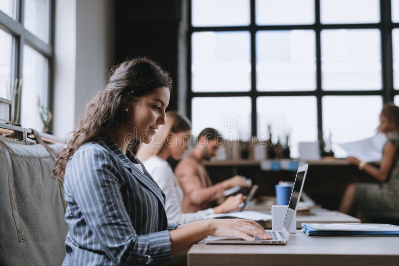 Group of Freelancers and Remote Businesspeople Working in Shared Work ...