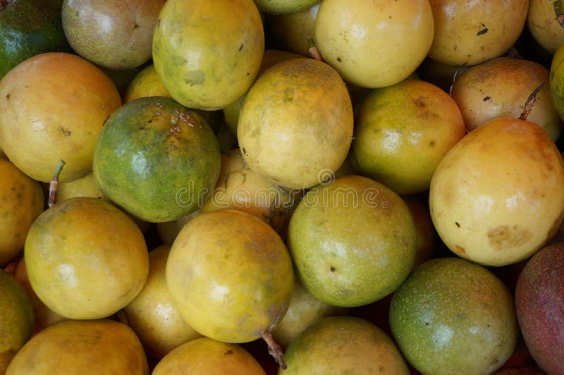 Bunch Of Fresh Passion Fruit In The Organic Food Market Stock Image ...