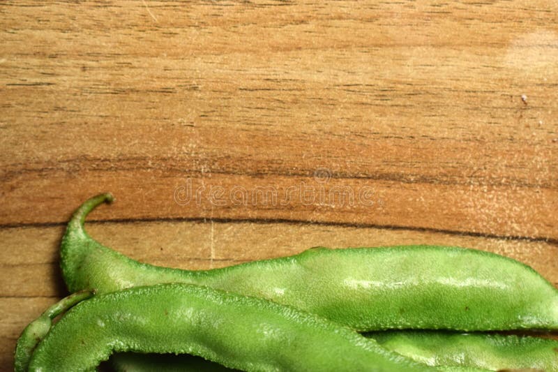 Group of Fresh Hyacinth Bean or Same Ki Phalli on Wooden Table Close Up ...