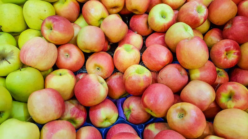 Group of Fresh Organic Apples in a Marketplace Stock Photo - Image of ...