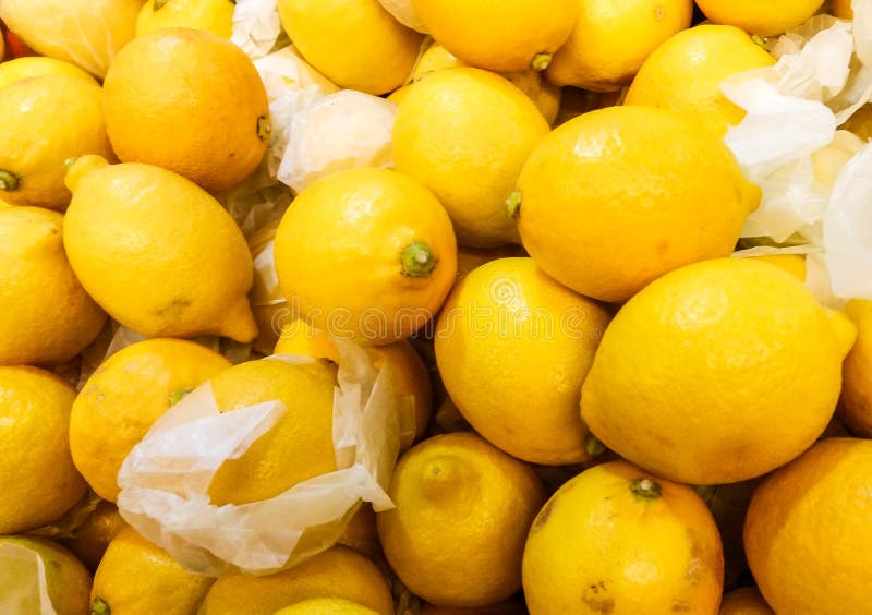 Group of Fresh Organic Lemons in a Marketplace Stock Image - Image of ...
