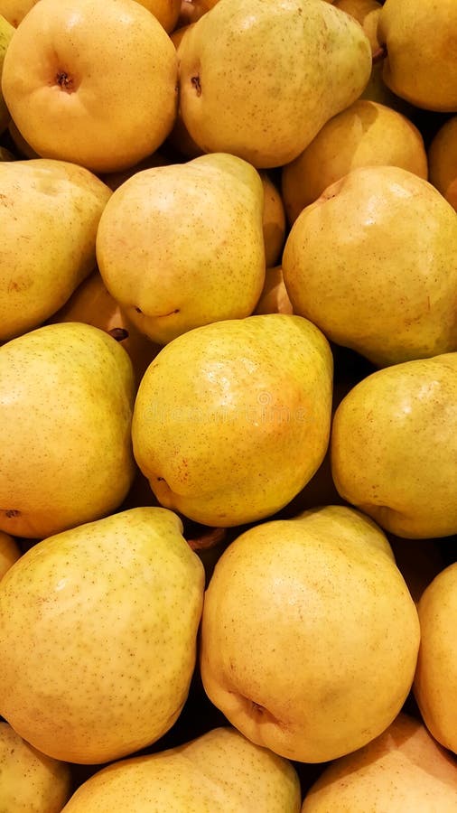 Fresh Pears with Red and Yellow Skin Stock Photo - Image of market ...