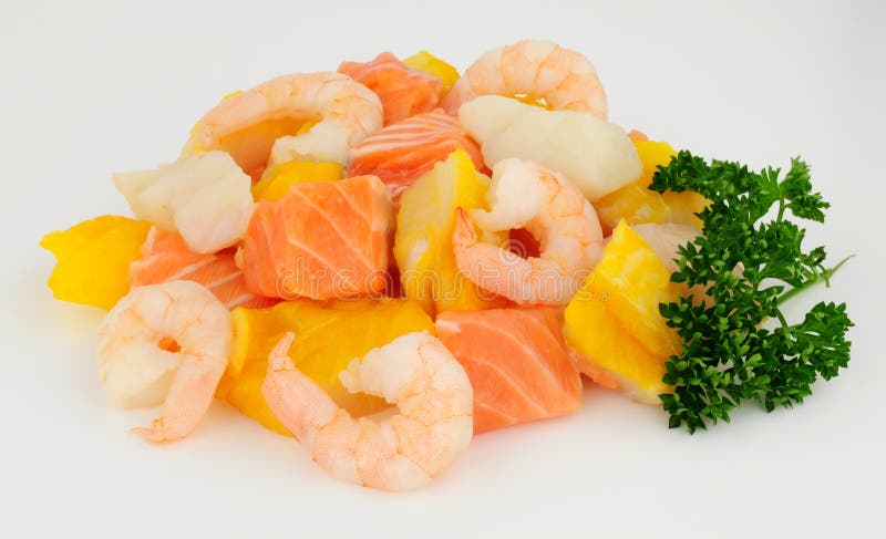Raw Fish and Prawn Pie Mix stock photo. Image of healthy - 300114704