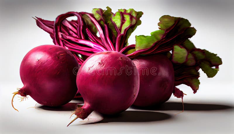Group of Fresh Red Beet Root Bulb with Leaves on White Background ...