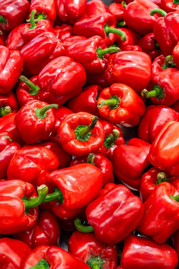A Group of Fresh Red Capsicum Annuum Stock Image - Image of healthy ...