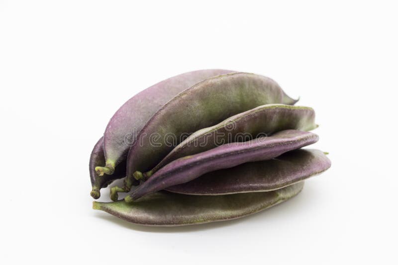 Group of Fresh Red Lima Beans or Sheem Isolate on White. Front View ...