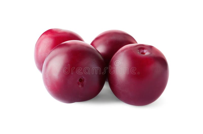 Group of Fresh Ripe Plums Isolated on White Stock Photo - Image of ...