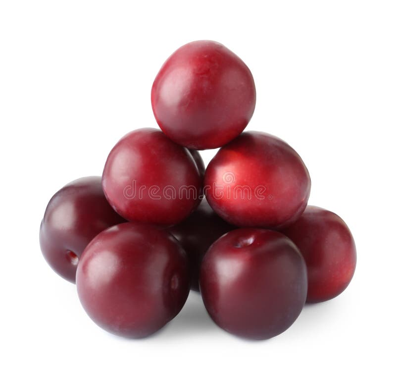 Group of Fresh Ripe Plums Isolated on White Stock Image - Image of ...