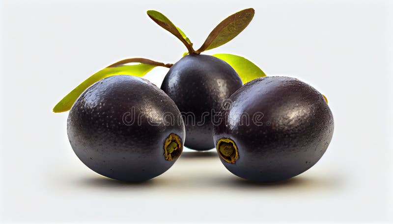 Group of Fresh Whole Black Jamun Fruit on White Background AI ...