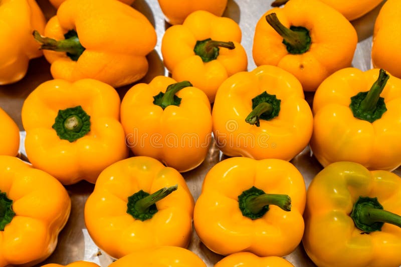 A Group of Fresh Yellow Capsicum Annuum Stock Image - Image of ...