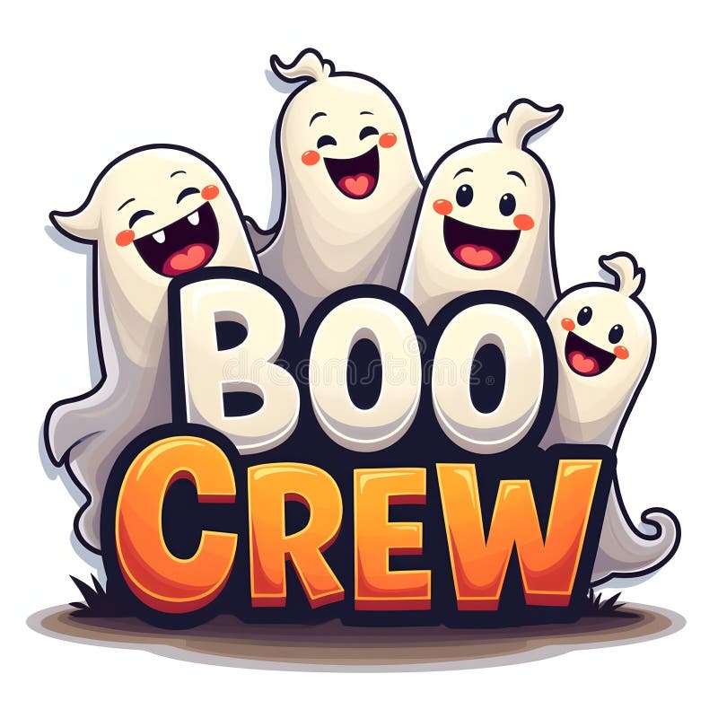 A Group of Friendly Ghosts Holding Hands Smiling and Having Fun Stock ...