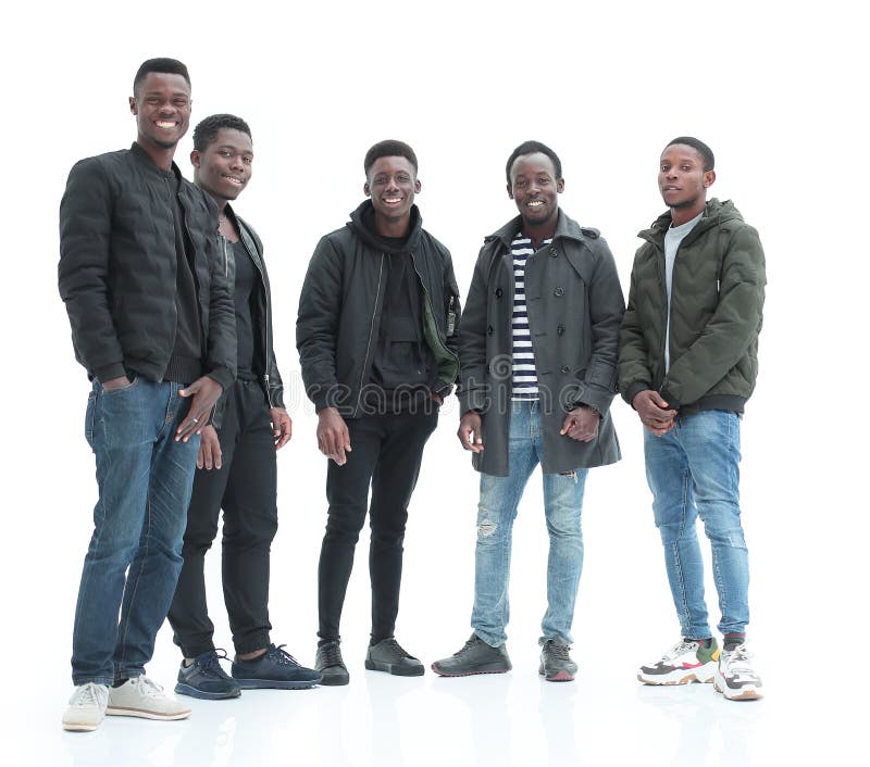 Group of Friendly Guys Standing Together . Isolated on White Stock ...