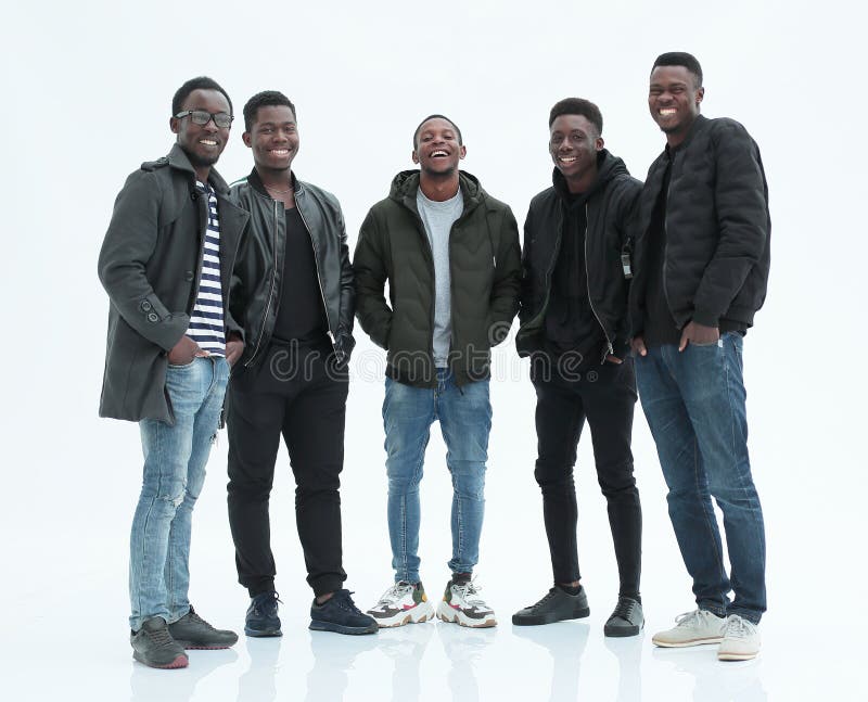 Group of Friendly Guys Standing Together . Isolated on White Stock ...