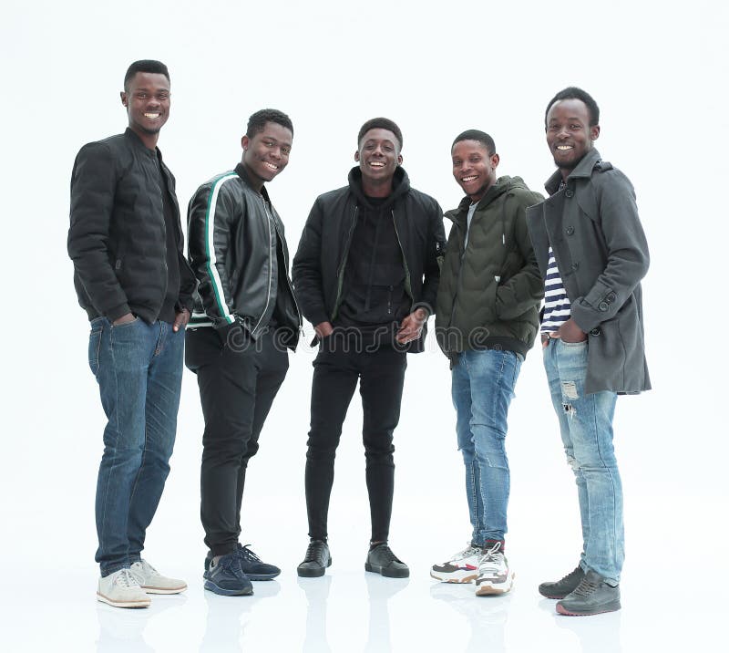 Group of Friendly Guys Standing Together . Isolated on White Stock ...