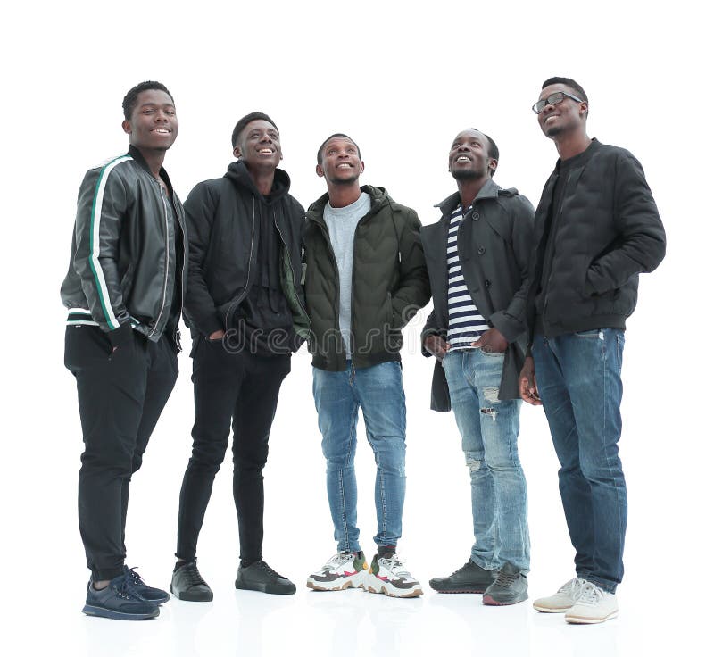 Group of Friendly Guys Standing Together . Isolated on White Stock ...