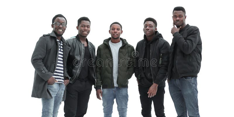 Group of Friendly Guys Standing Together . Isolated on White Stock ...