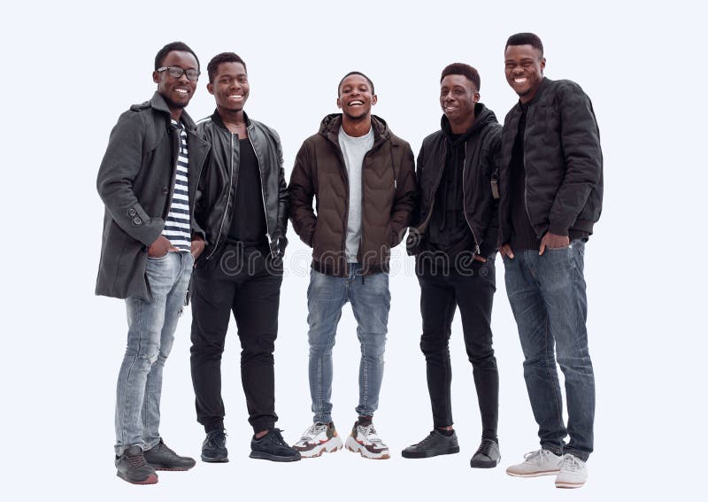 Group of Friendly Guys Standing Together . Isolated on White Stock ...