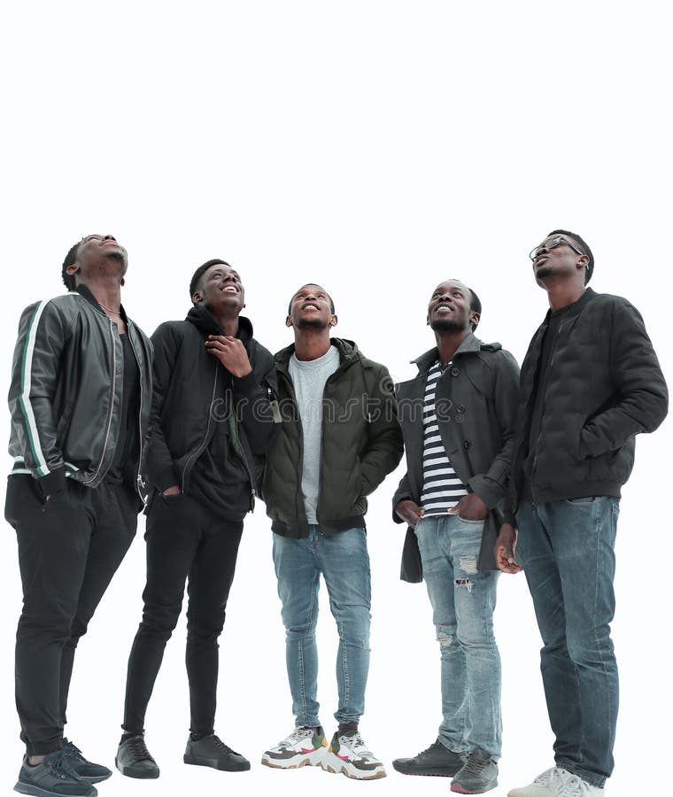 Group of Friendly Guys Standing Together . Isolated on White Stock ...