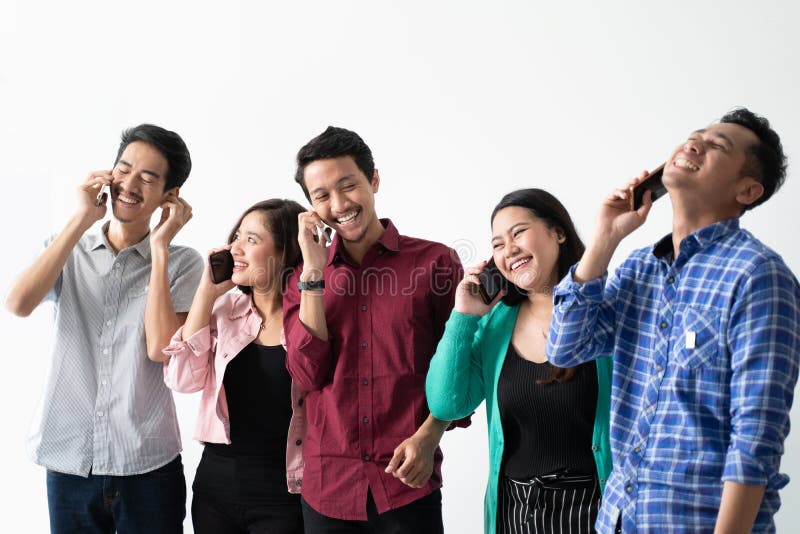Group Friends are Busy Calling Stock Photo - Image of colorful, happy ...