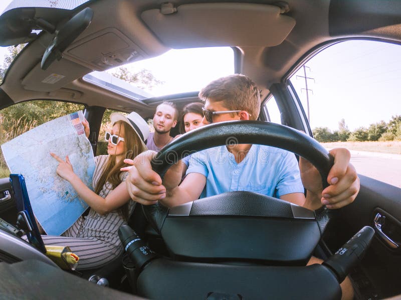 Group of friends in car stock image. Image of travel - 219483073
