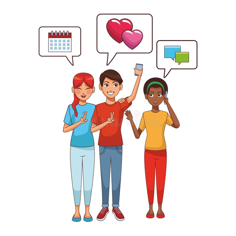 Group of friends cartoon stock vector. Illustration of casual - 135122691