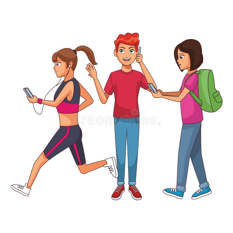 Group of friends cartoon stock vector. Illustration of online - 140681739