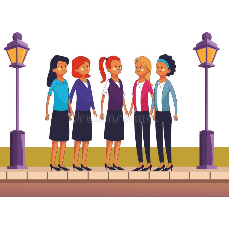 Group of friends cartoon stock vector. Illustration of fashion - 135435439