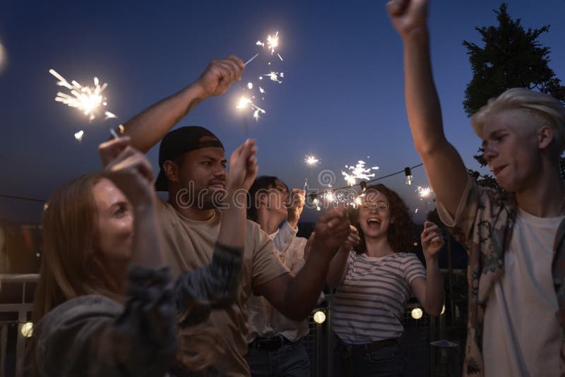 Group of Friends Spending Time Together at the Party Stock Photo ...