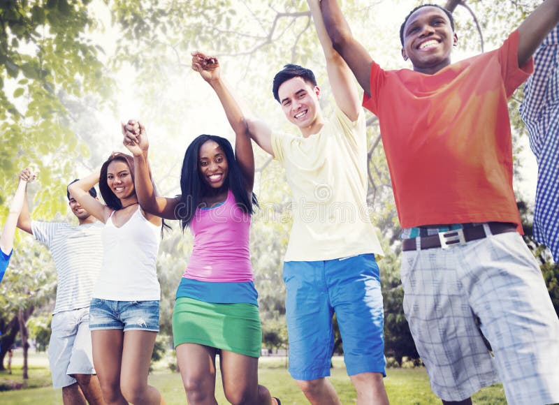 Group Friends Celebration Winning Victory Fun Concept Stock Image ...