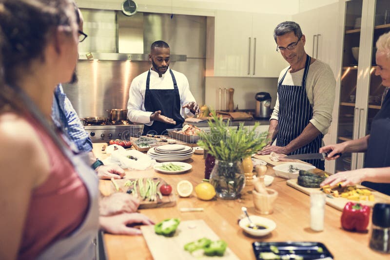 Group of Friends are Cooking in the Kitchen Stock Image - Image of ...