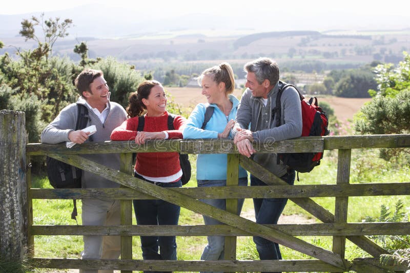 Group of Friends on Country Walk Stock Image - Image of female, four ...