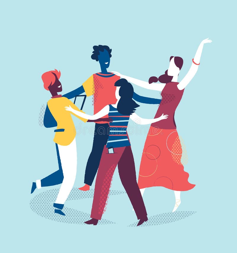 A Group of Friends is Dancing Together Stock Vector - Illustration of ...